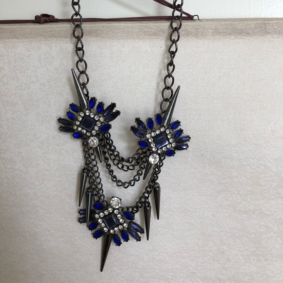 BaubleBar | Jewelry | Baublebar Blue Crystal Spike Statement Necklace ...